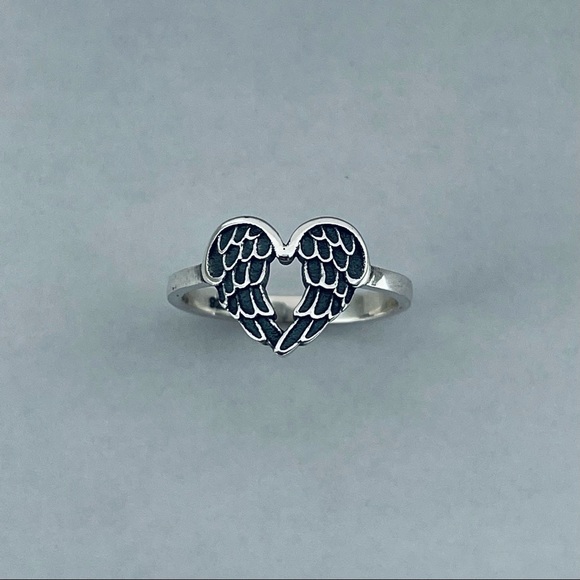 Jewelry | Sterling Silver Heart Angel Wings Ring Angel Wings Ring Heart ...